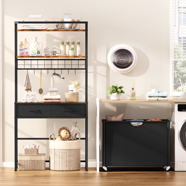 17 Stories Laundry Center with 3 Section Pull-Out Bags, | Wayfair