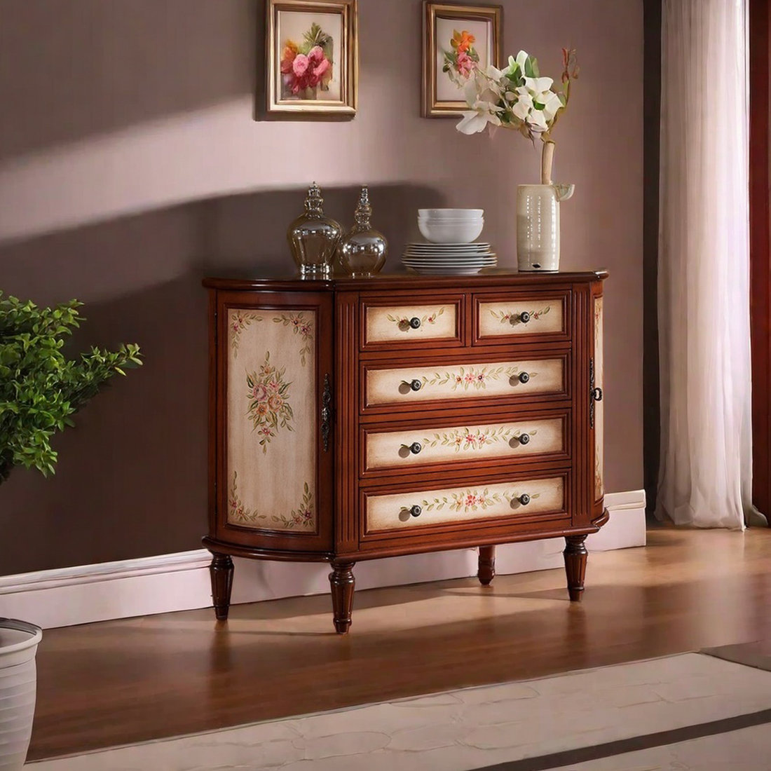 Ruthber Solutions European Style Half-Round Storage Accent Cabinet ...