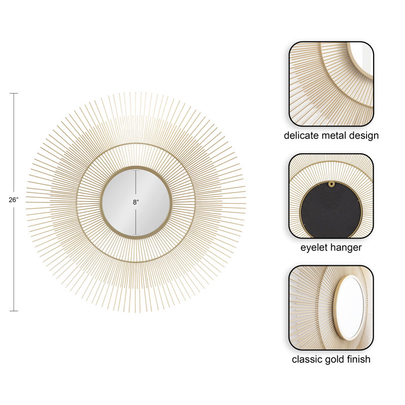 Mercer41 Round Decorative Sunburst Wall Mirror | Wayfair