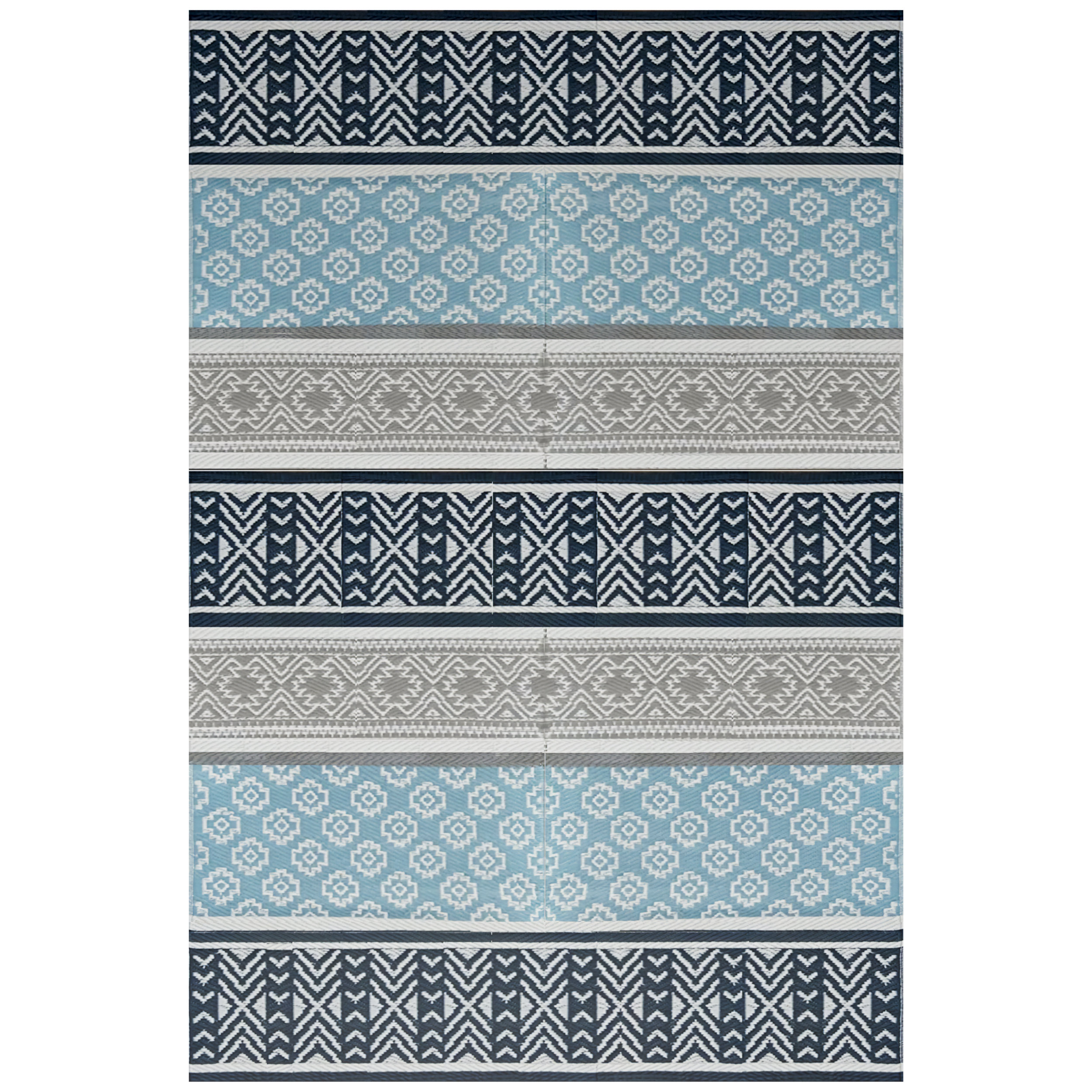 Union Rustic Deehan Geometric Grey/Teal Indoor / Outdoor Area Rug ...