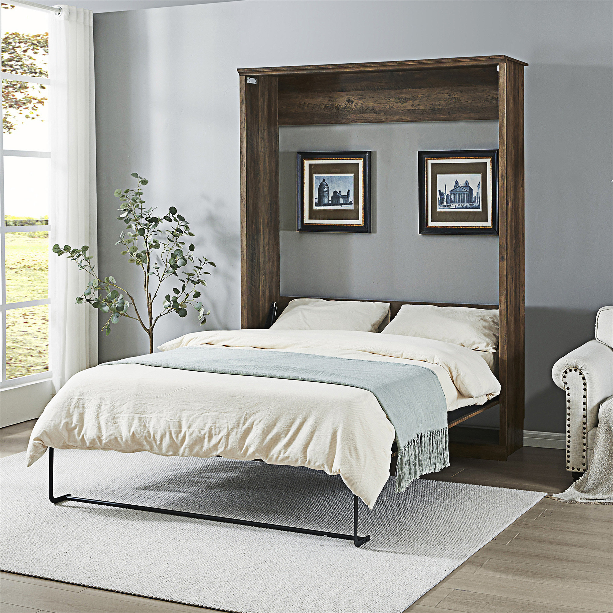 Wildon Home® Half Self-Close And Open Murphy Bed Cabinet Space-Saving ...