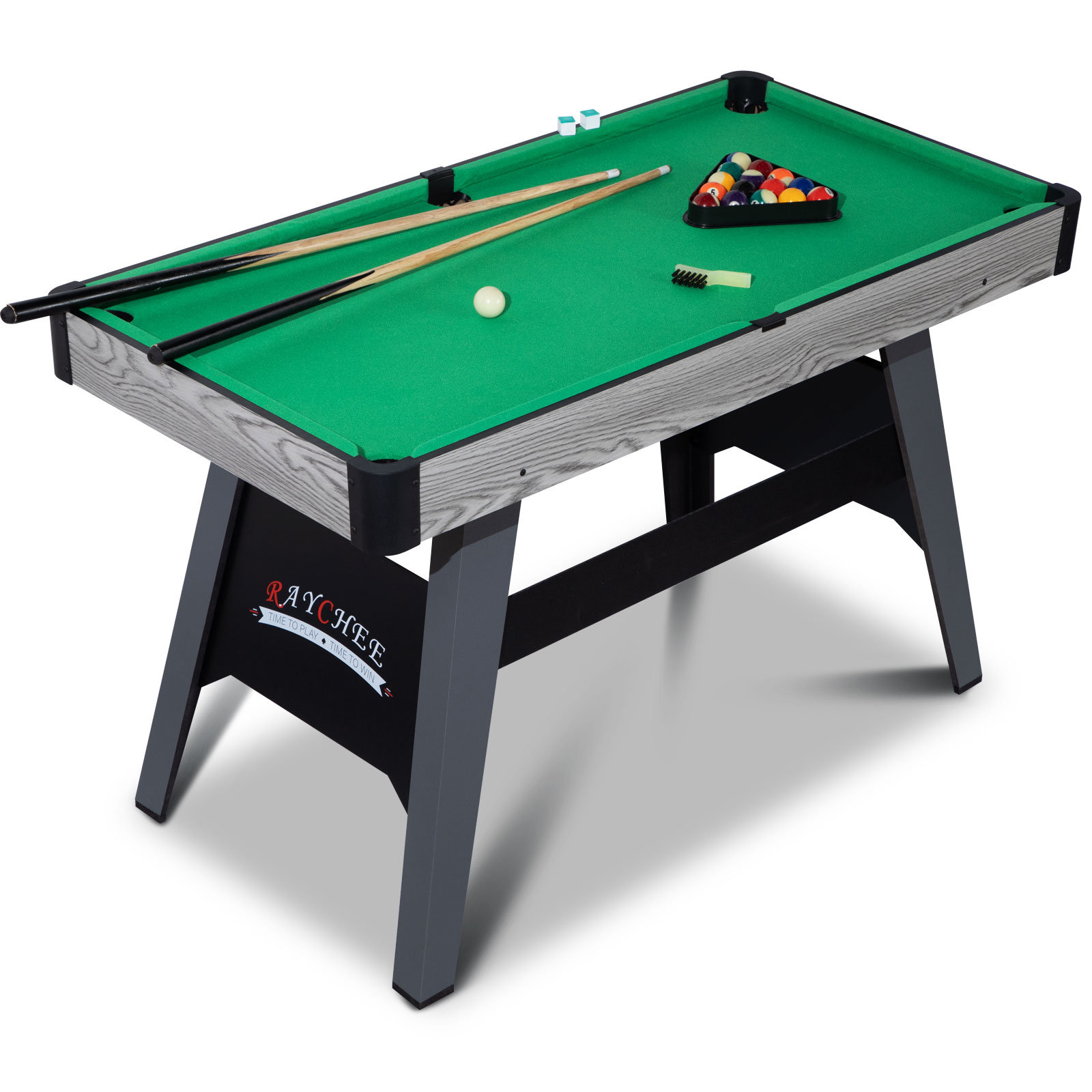 RayChee 48" Portable Pool Table Billiard Table with 2 Cue Sticks, Balls ...