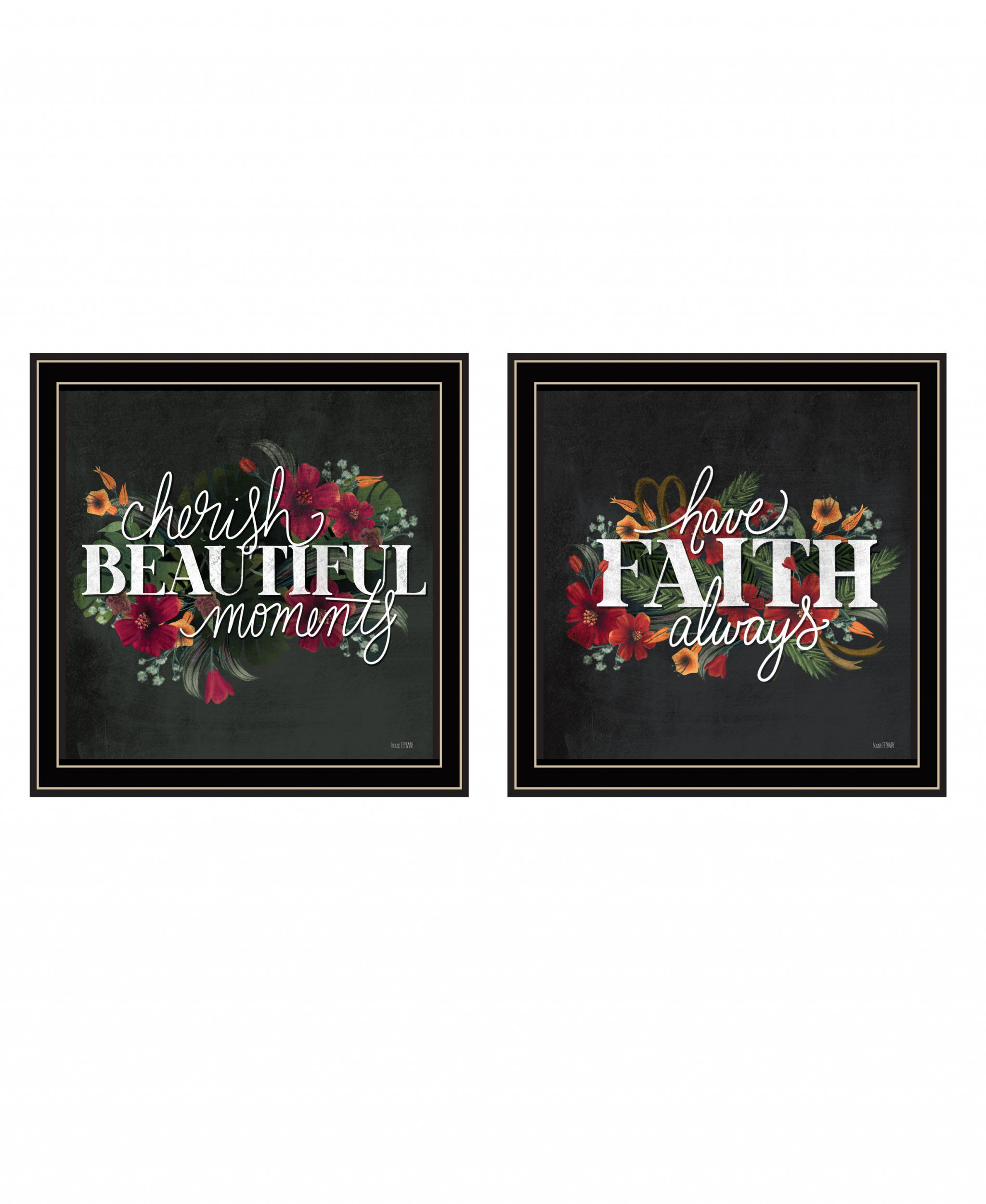 August Grove® Set Of Two Cherish And Have Faith 3 Framed Print Wall Art ...