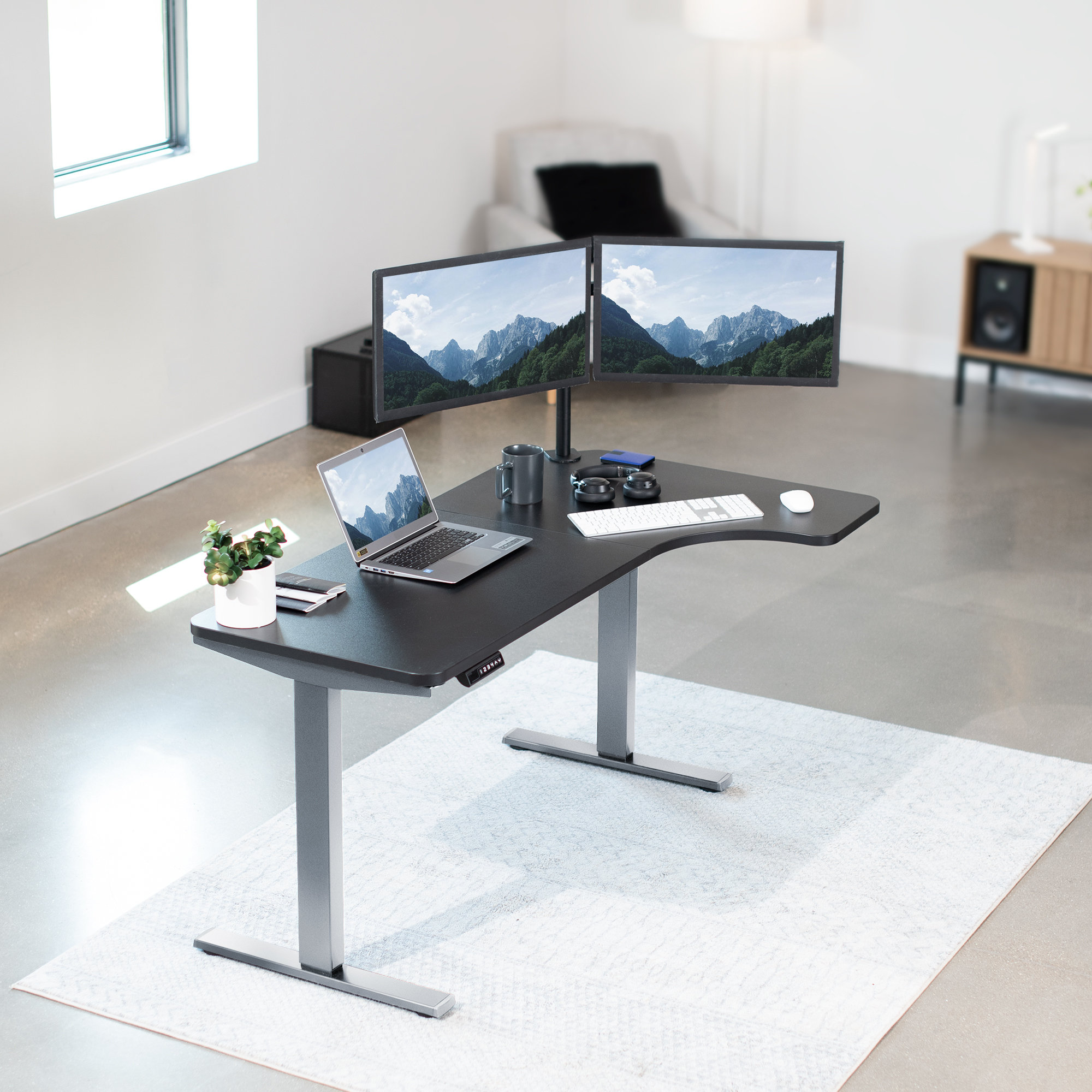 VIVO Electric 58" X 35" Corner Stand Up Desk (1BRB series) | Wayfair