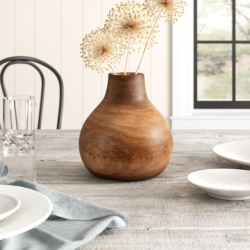 Birch Lane™ Mylo Brown 8'' Solid Wood Table Vase & Reviews | Wayfair