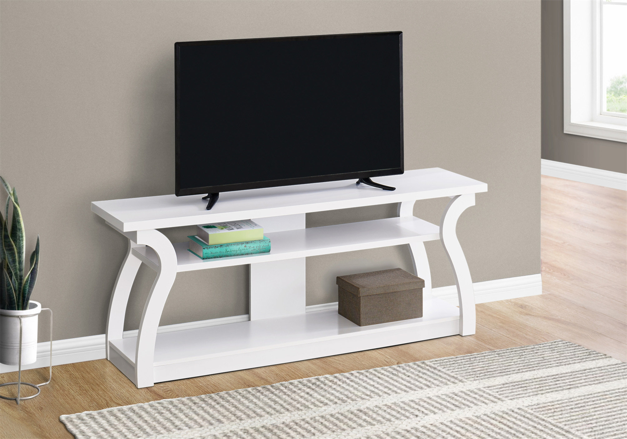 Lark Manor™ Meuble télé moderne de 60 pouces avec tablettes de ...