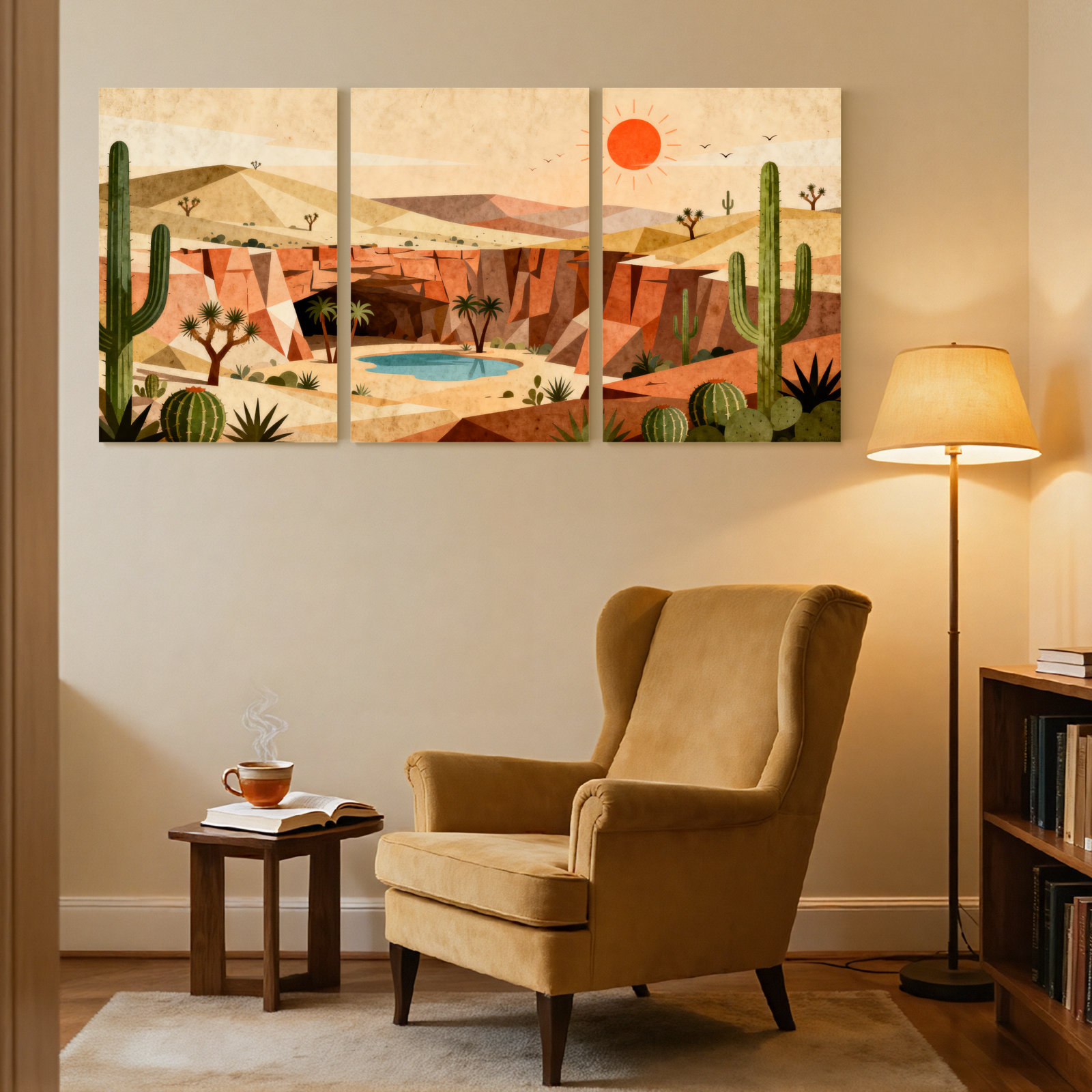 Winston Porter Landscape & Nature Desert Landscape With Cactus And Sun ...
