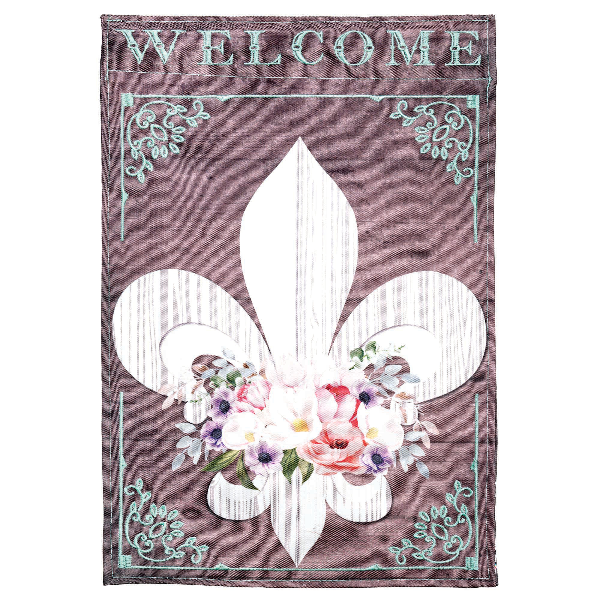 One Allium Way Flag Double Applique Welcome Fld Poly/Prt Garden ...