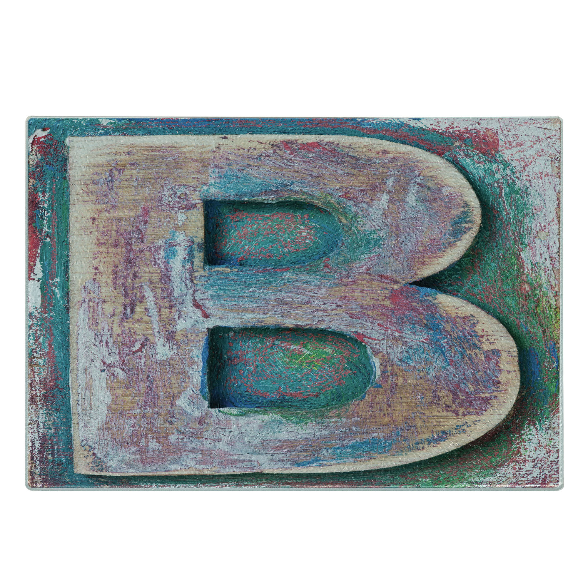 Ambesonne Letter B Tempered Glass Cutting Board ABC Print Method Old B ...