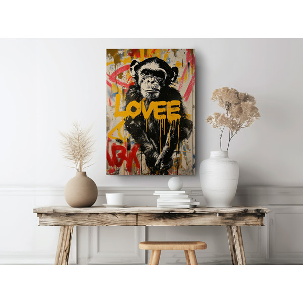 Trinx Miserable Monkey In Love Wall Art Home Canvas Prints Wall Art For ...