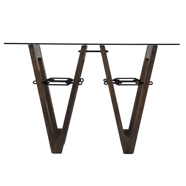 17 Stories Industrial Style Console Table With Glass Top | Wayfair