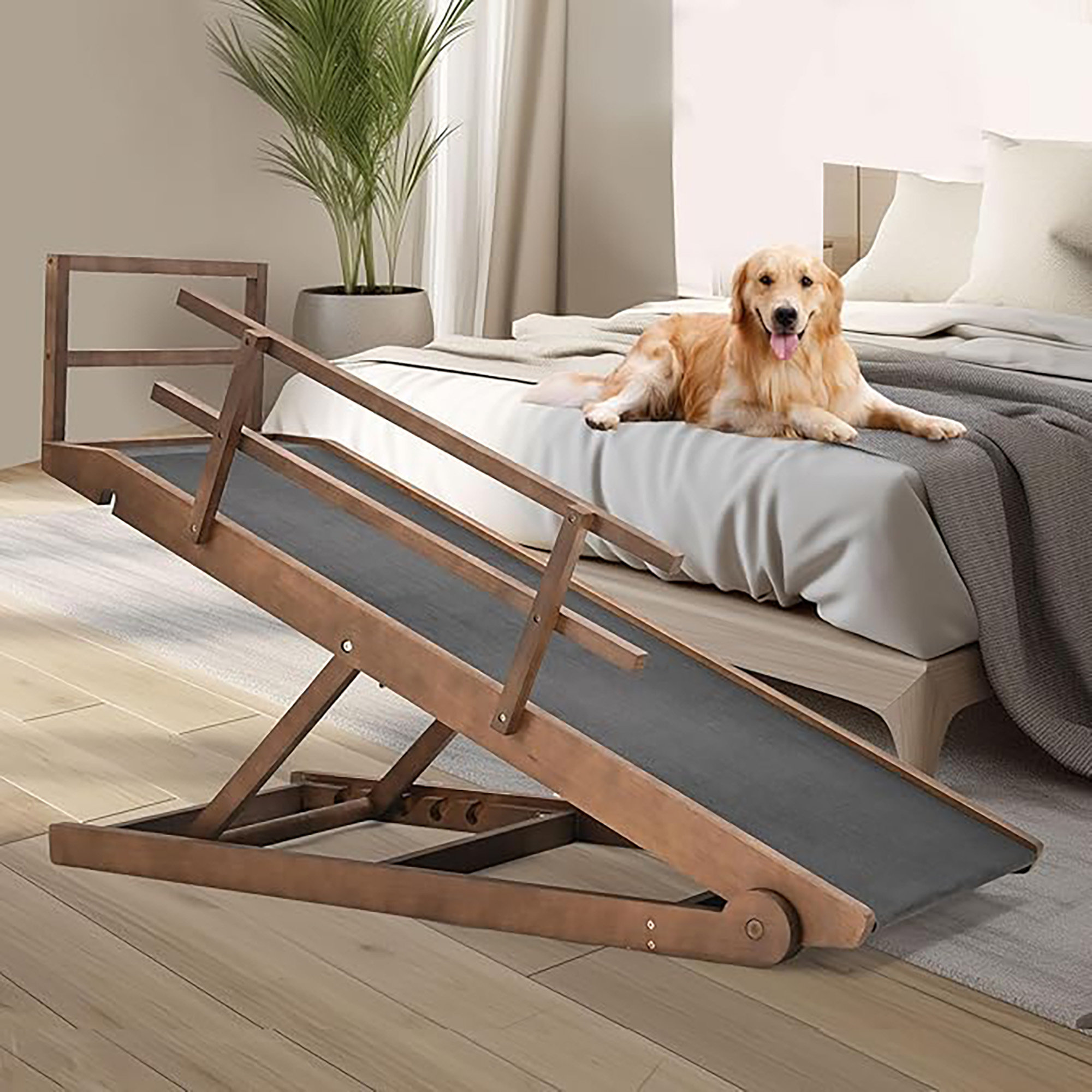 Tucker Murphy Pet™ 62.9in Adjustable Portable Wooden Dog Ramp For Dogs ...