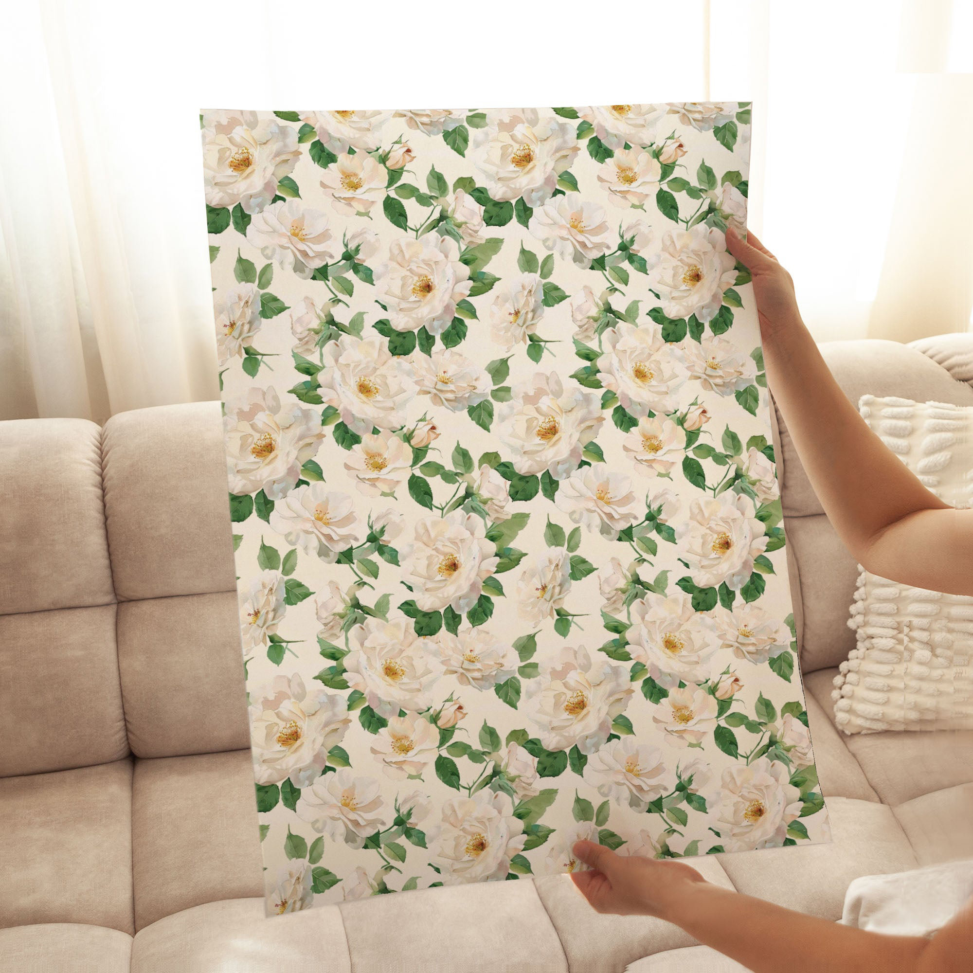 Winston Porter Floral White Rose Flowers IX Cottage Unframed Art Print ...