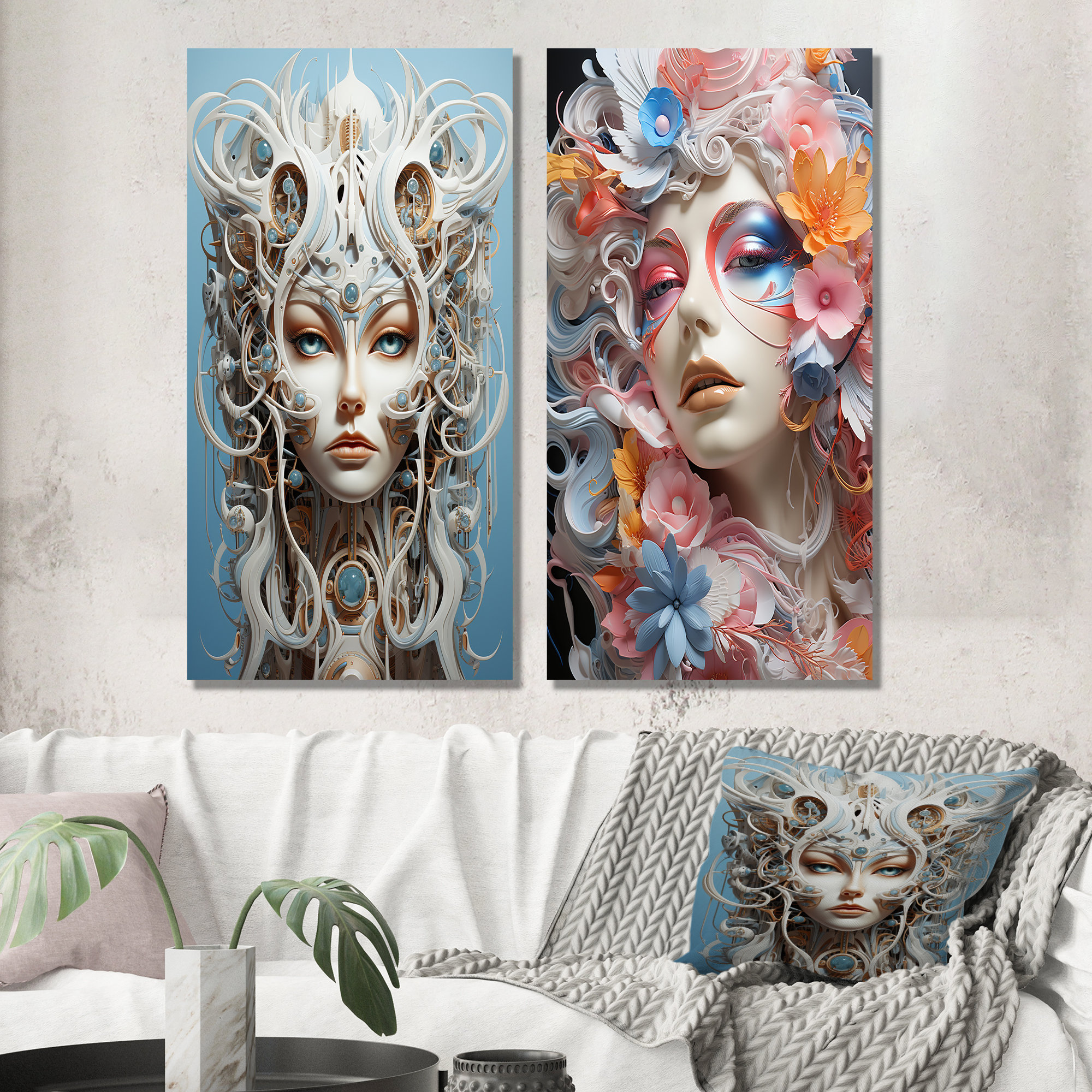 Lark Manor™ Mystic Desires Surreal Woman Portrait - Surrealism Canvas ...