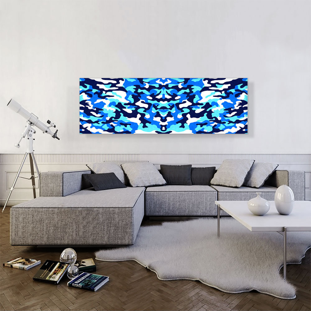 ARTCANVAS Navy Blue Baby White Teal Camo Pano Camouflage Pattern Canvas ...