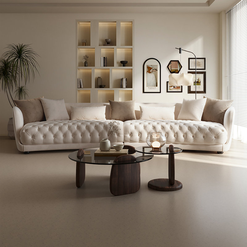 Walkoly French Cream Style Curved Sofa | Wayfair