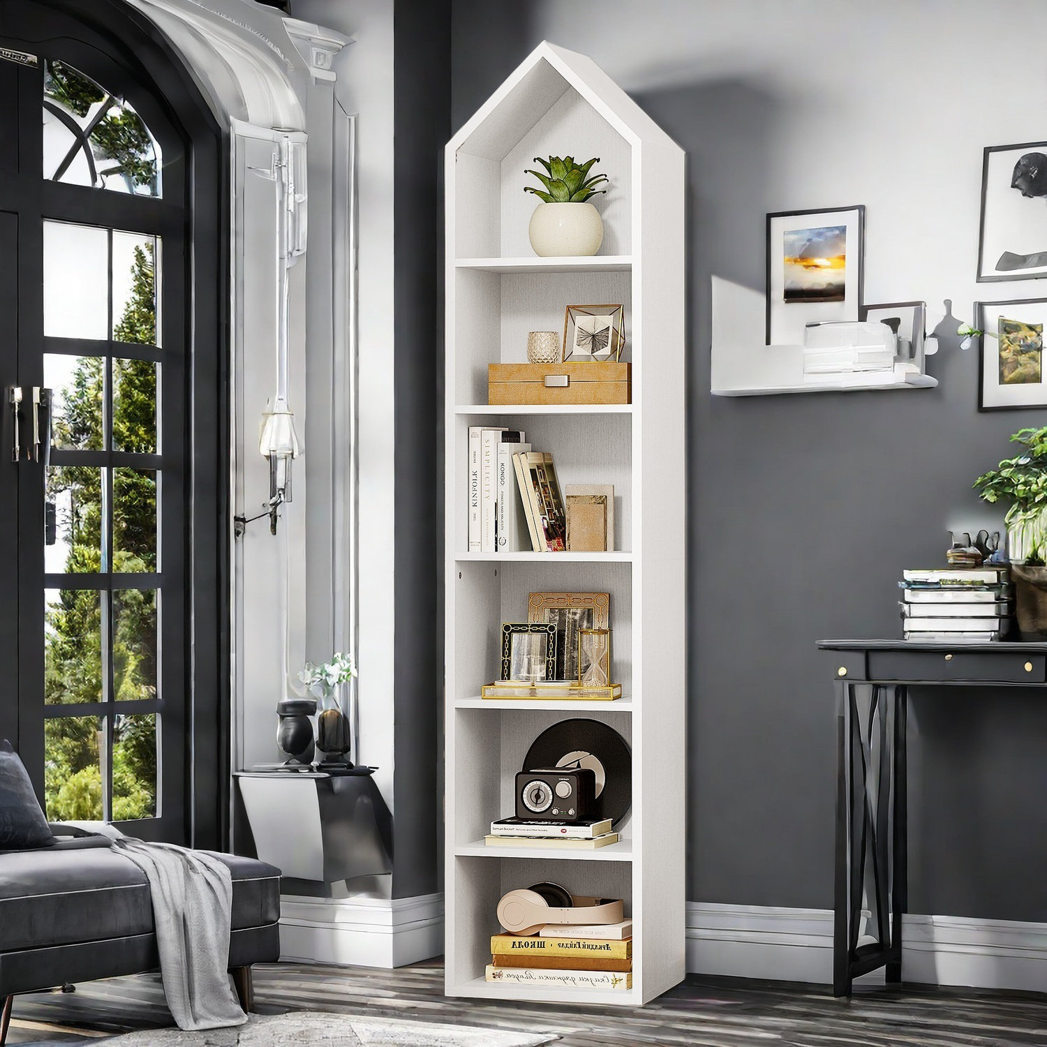 Wade Logan Brynesha 6-Tier Narrow Bookshelf, Modern Display Shelving ...