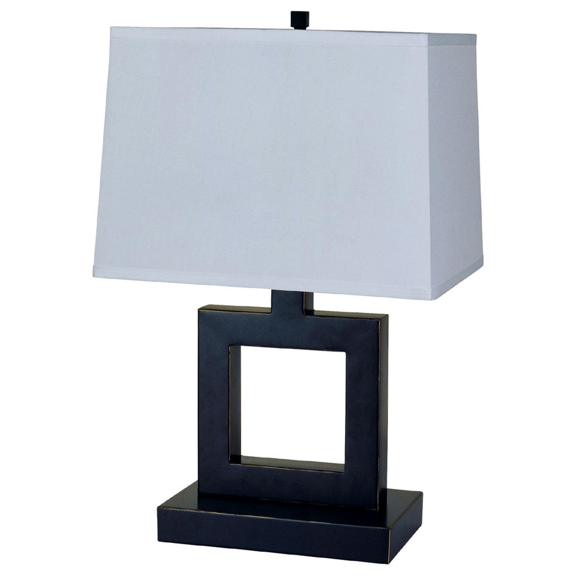 Orren Ellis 22" Open Square Table Lamp With White Rectangle Shade | Wayfair