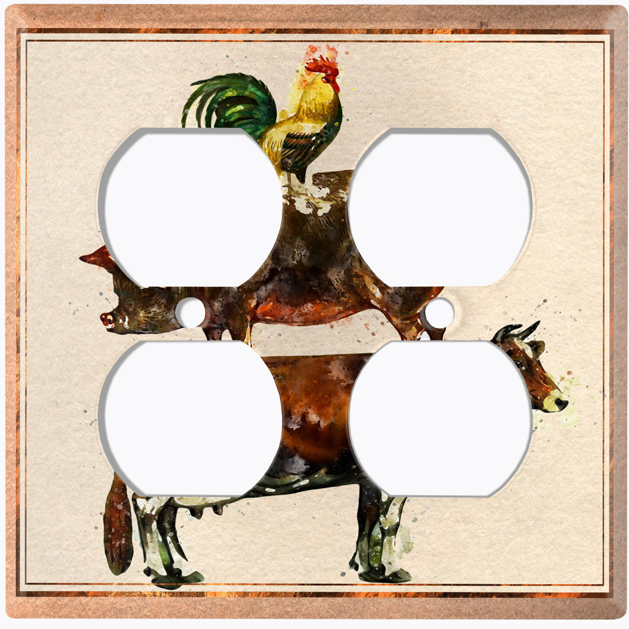 WorldAcc Metal Light Switch Plate Outlet Cover (Animal Farm Country ...