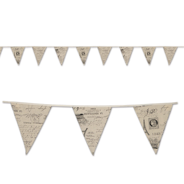 The Party Aisle™ 12' Gray Pennant Banners | Wayfair