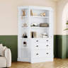 Winston Porter White Bookcase Suite With Led Lighting, 3 Drawers, 5 ...