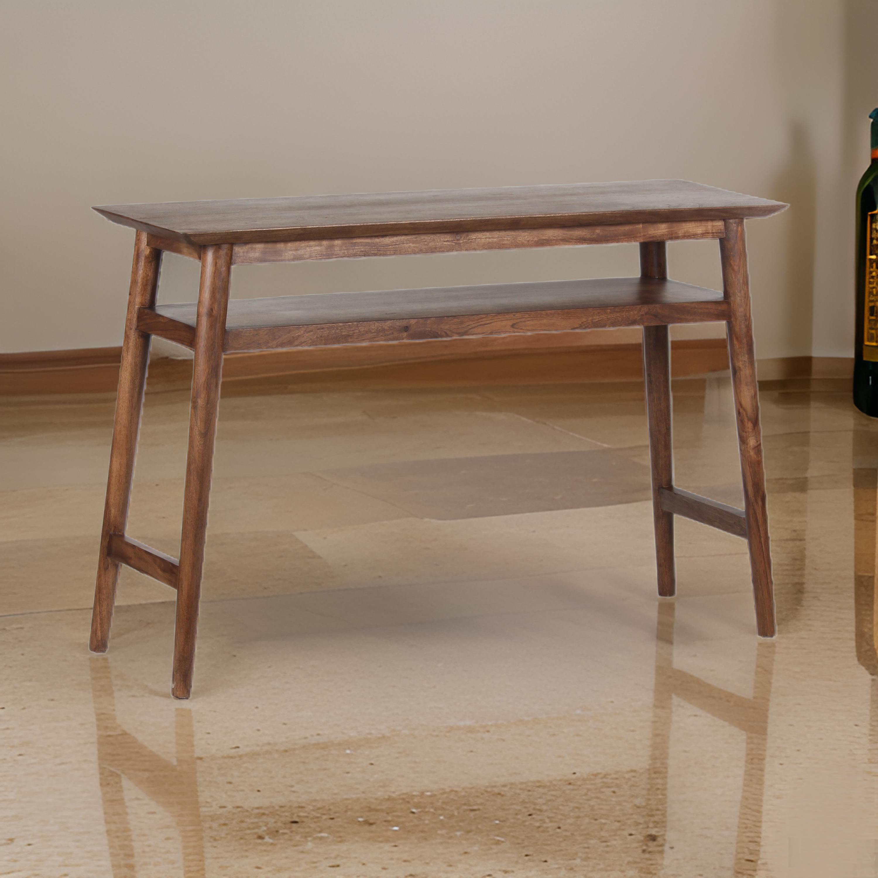 Benjara Liam 45 Inch Console Table, Rectangular Shelf, Flared Brown ...