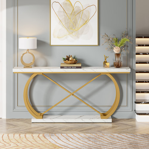 Mercer41 70.9" White and Gold Console Table & Reviews | Wayfair