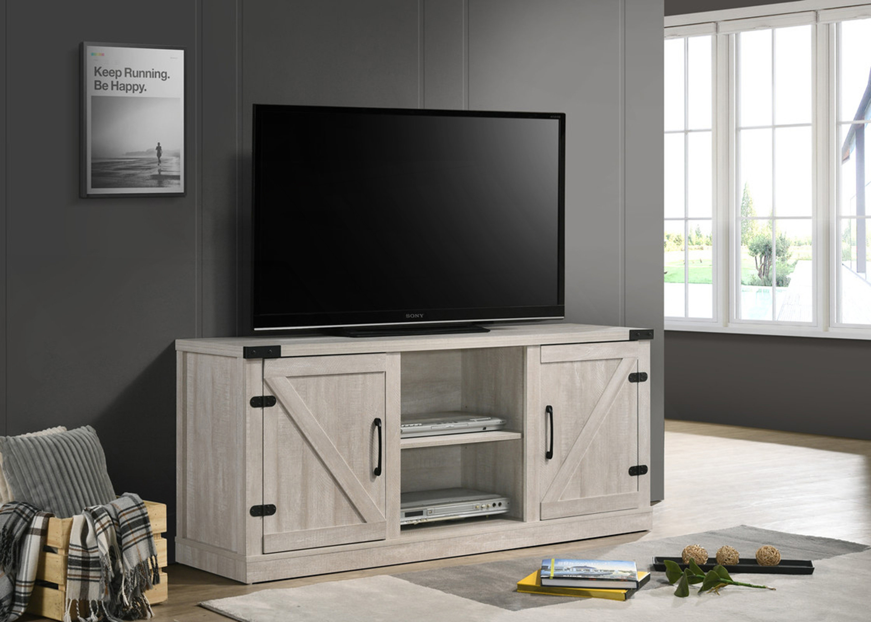 August Grove® TV Stand With 2 Open Shelves And 2 Cabinets | Wayfair