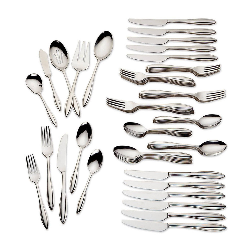 Lenox Sculpt 65 Piece 18/10 Stainless Steel Flatware Set, Service for ...