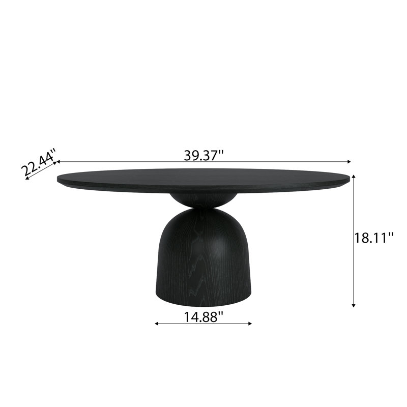 Ivy Bronx Black Solid Wood Coffee Table Long Side Table Small Pedestal ...