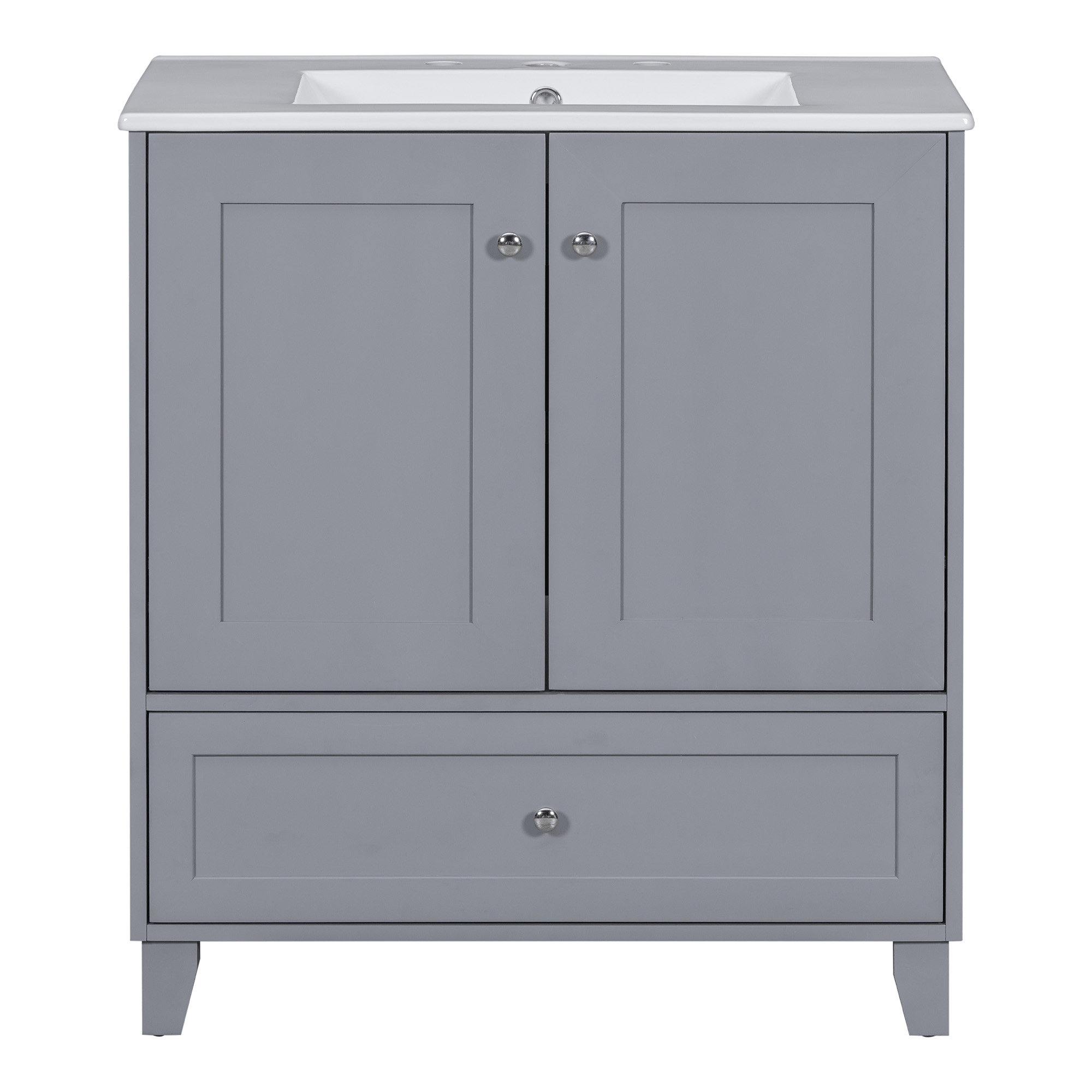 Tryimagine 30" Premium Bathroom Vanity Set With Ceramic Sink And Ample ...