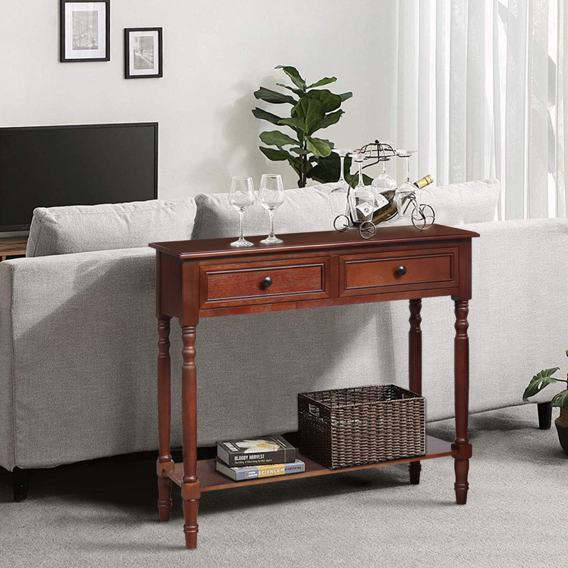 August Grove® Console Table With Drawers, Narrow Wood Accent Sofa Table ...