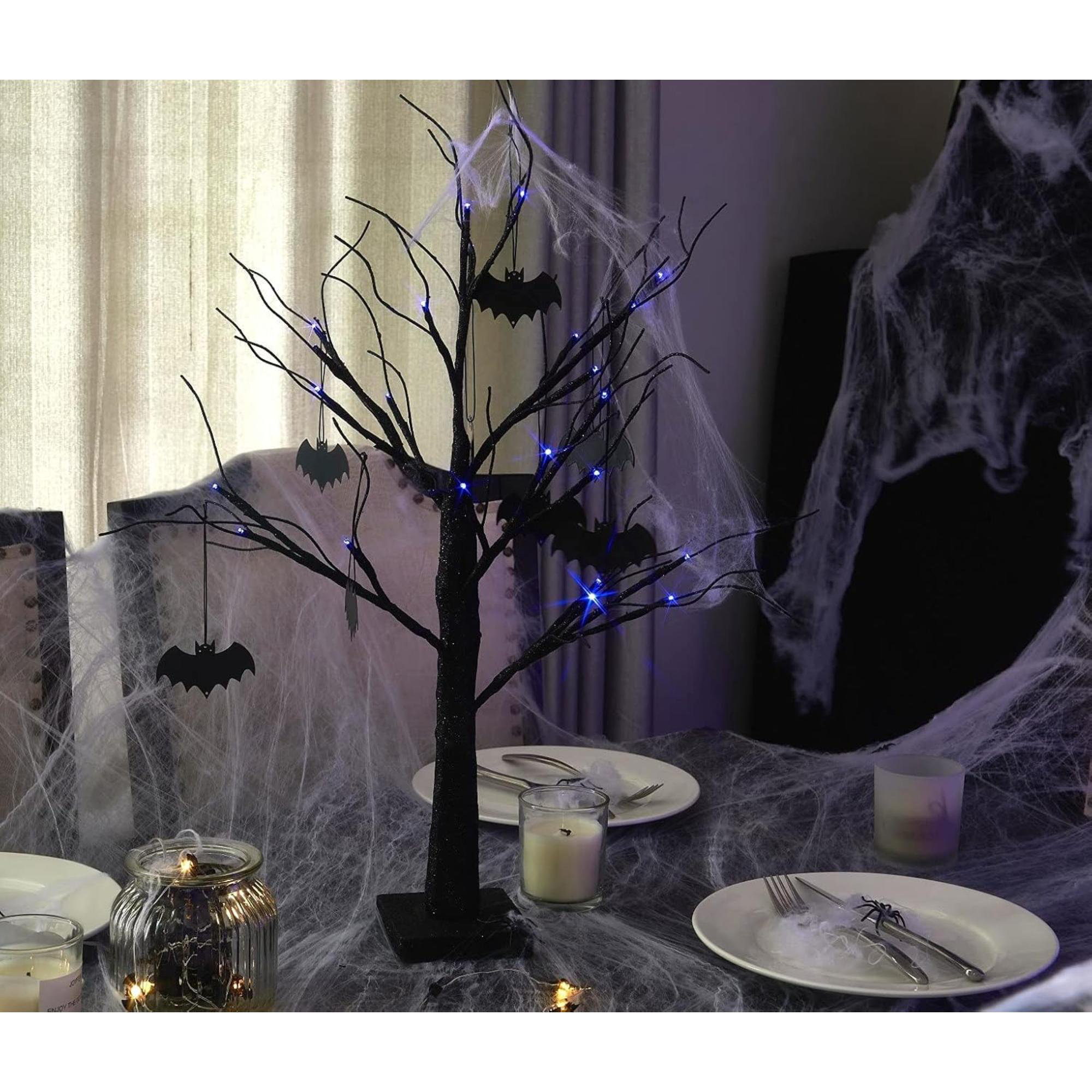 The Holiday Aisle® Halloween Tree, 2FT Black Spooky Tree With 24 LED ...