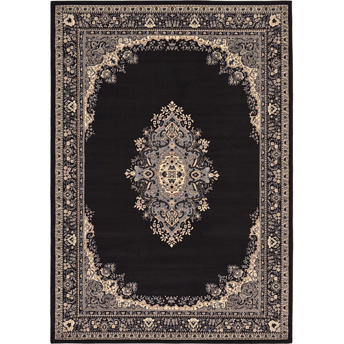 World Menagerie Balthrop Oriental Black Area Rug & Reviews | Wayfair