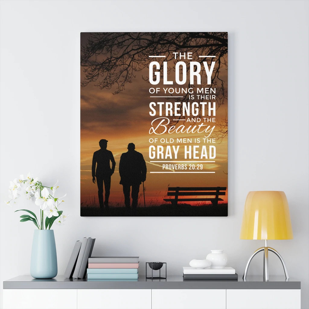Trinx Scripture Canvas The Glory Of Young Men Proverbs 20:29 Christian ...