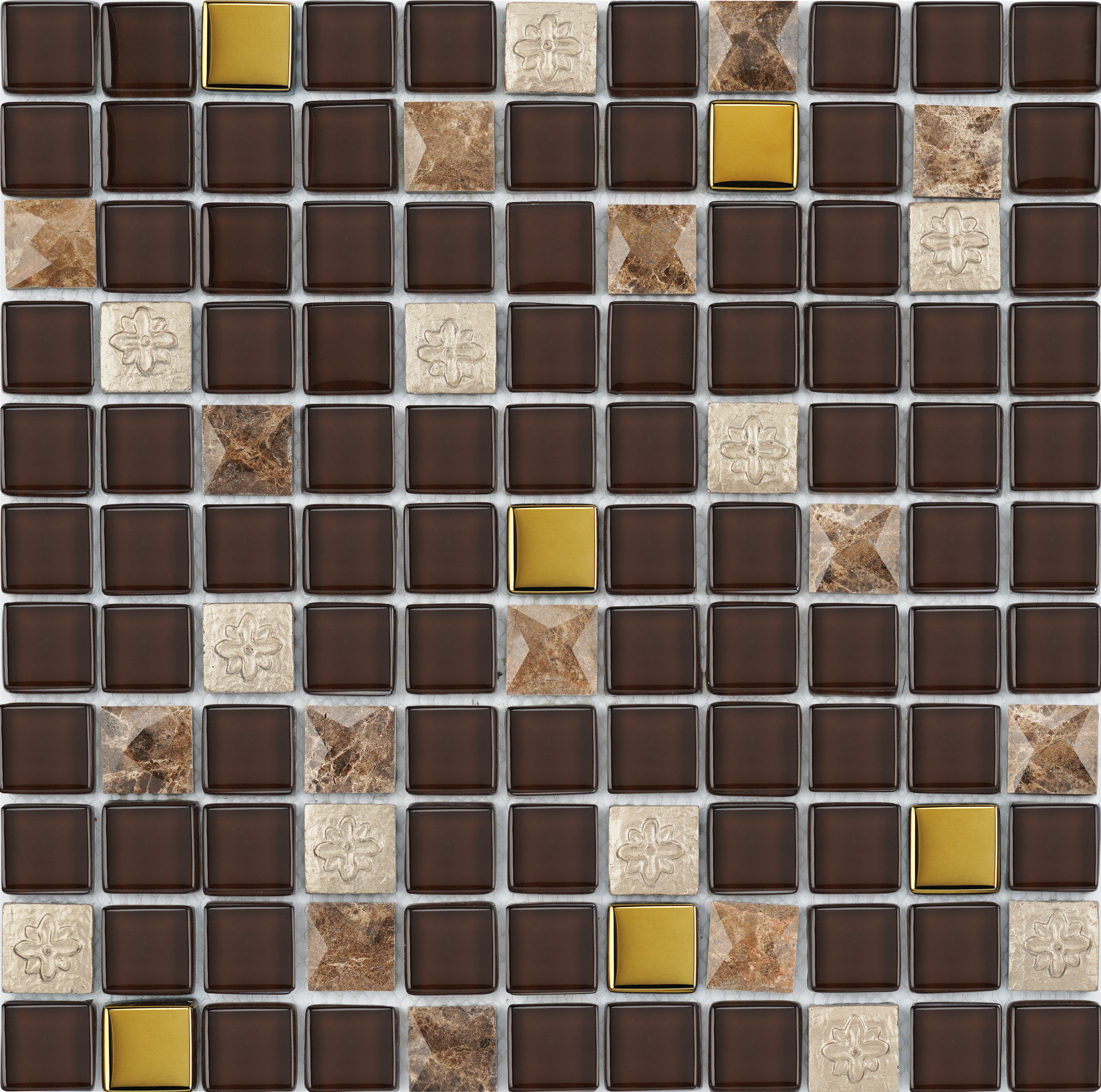 MatrixStoneUSA Diamond 1" x 1" Glass/Stone Grid Mosaic Wall & Floor ...