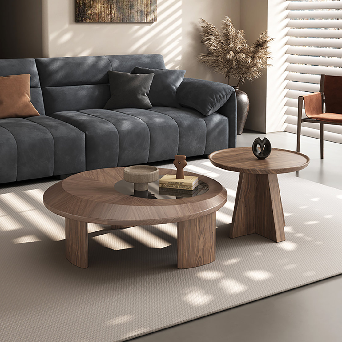 Orxva Galaxy Walnut color creative round coffee table combinati | Wayfair