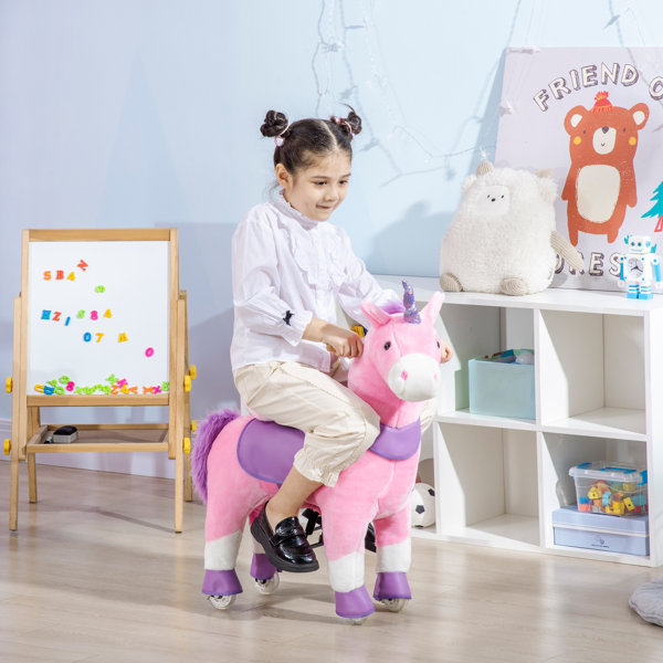 Qaba Ride on Unicorn Walking Mechanical Pony Toy Rocking Horse ...