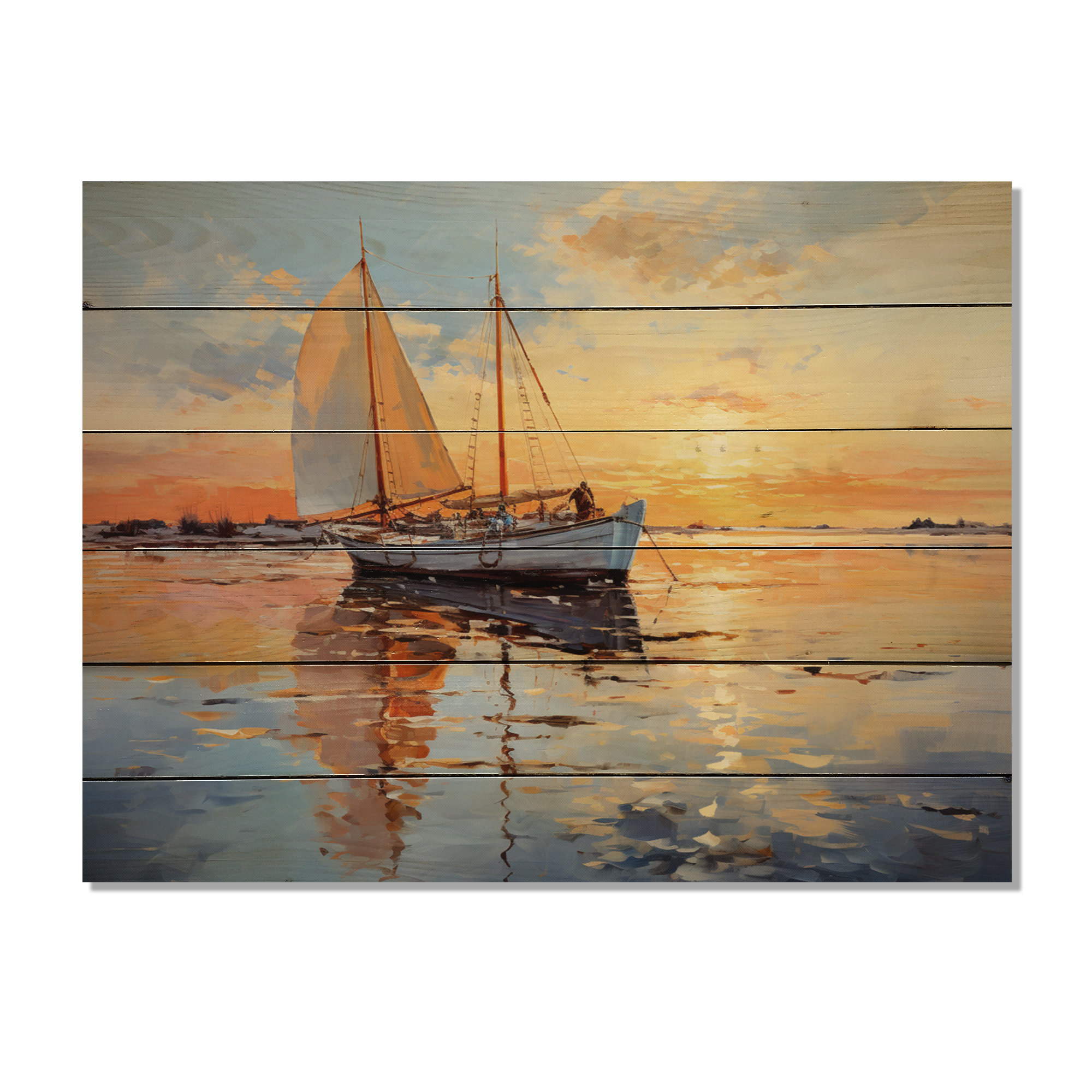 Breakwater Bay Deuxville Boat Seascape Impression IV On Wood Print ...