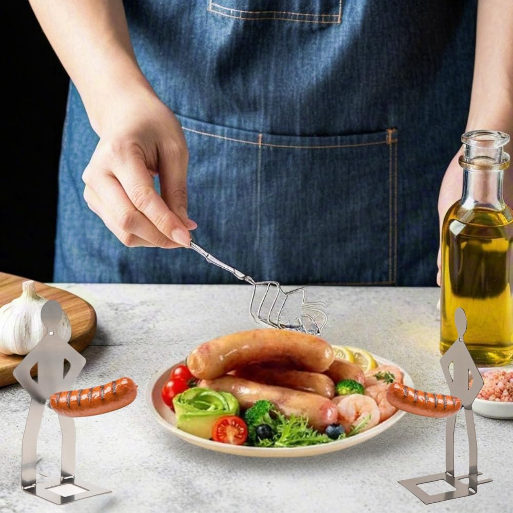 Fashion Finesse 6 PCS Funny BBQ Stand Man Hot Dog Roaster-Portable Hot ...