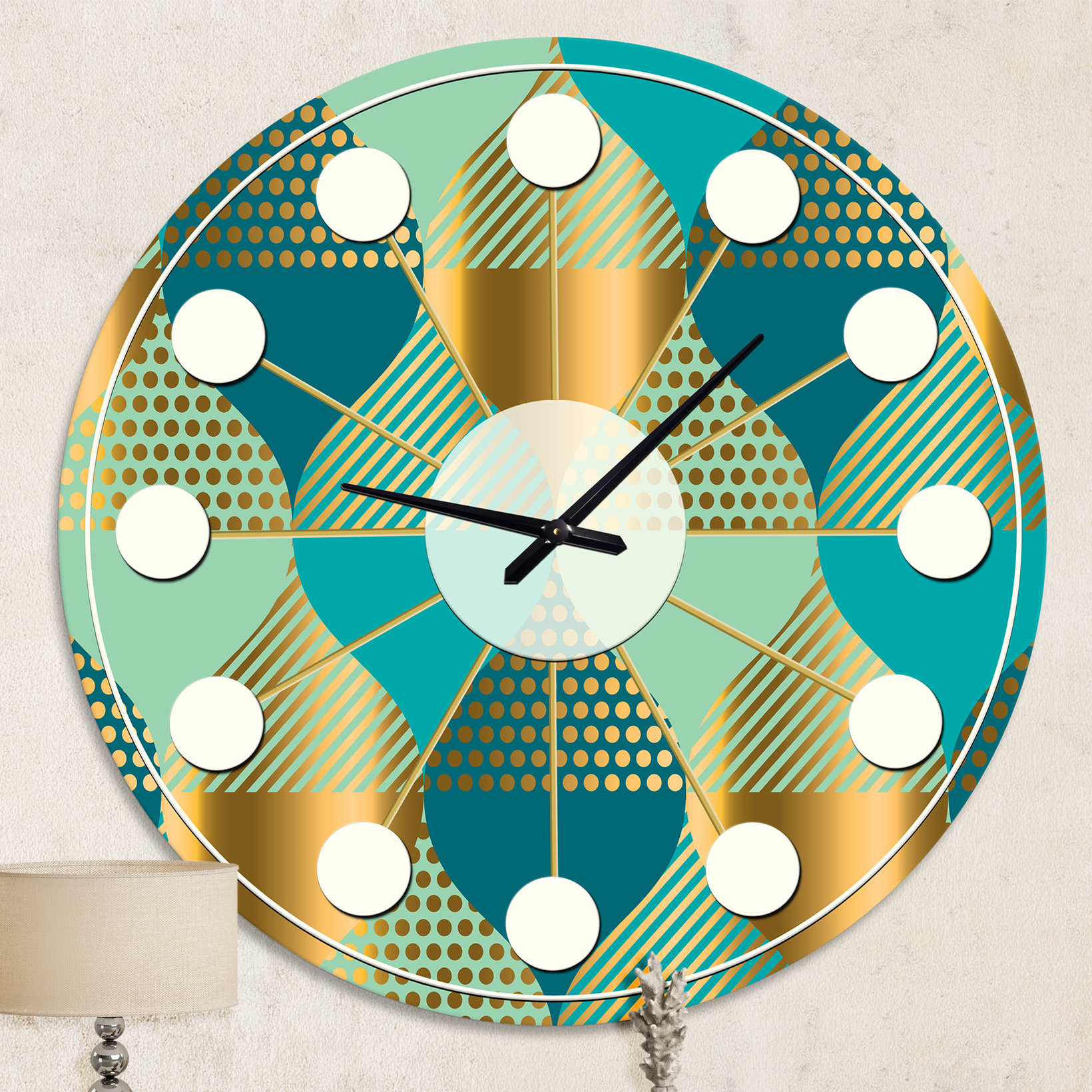 East Urban Home Luxury Retro Drops II - Mid-Century Modern wall clock ...