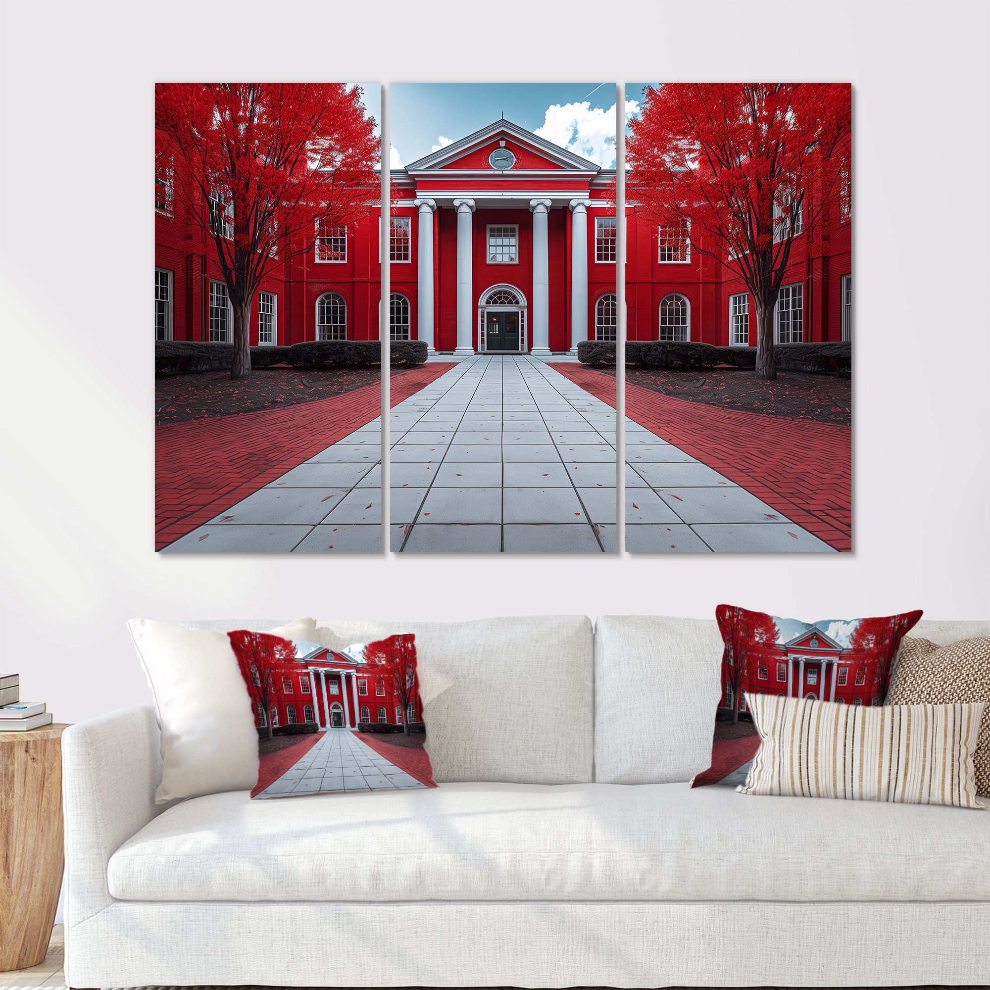 Latitude Run® Monochrome Grey And Red University Building II - College ...