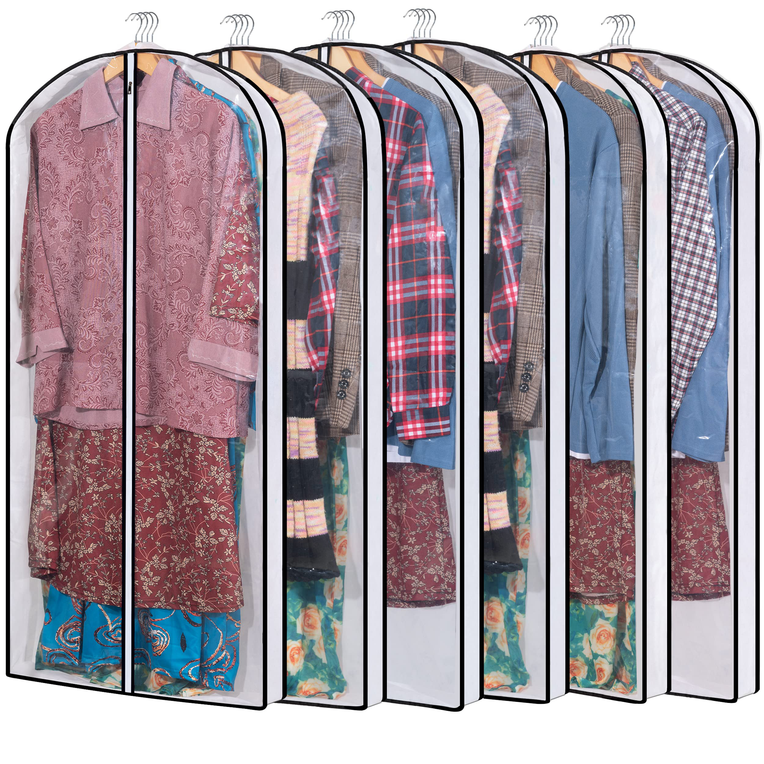 Rebrilliant Hanging Clothes Storage With 4" Gusseted Garment Covers ...