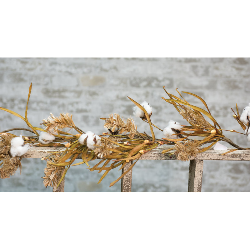 Gracie Oaks Cotton and Fall Grass 5' Garland & Reviews | Wayfair