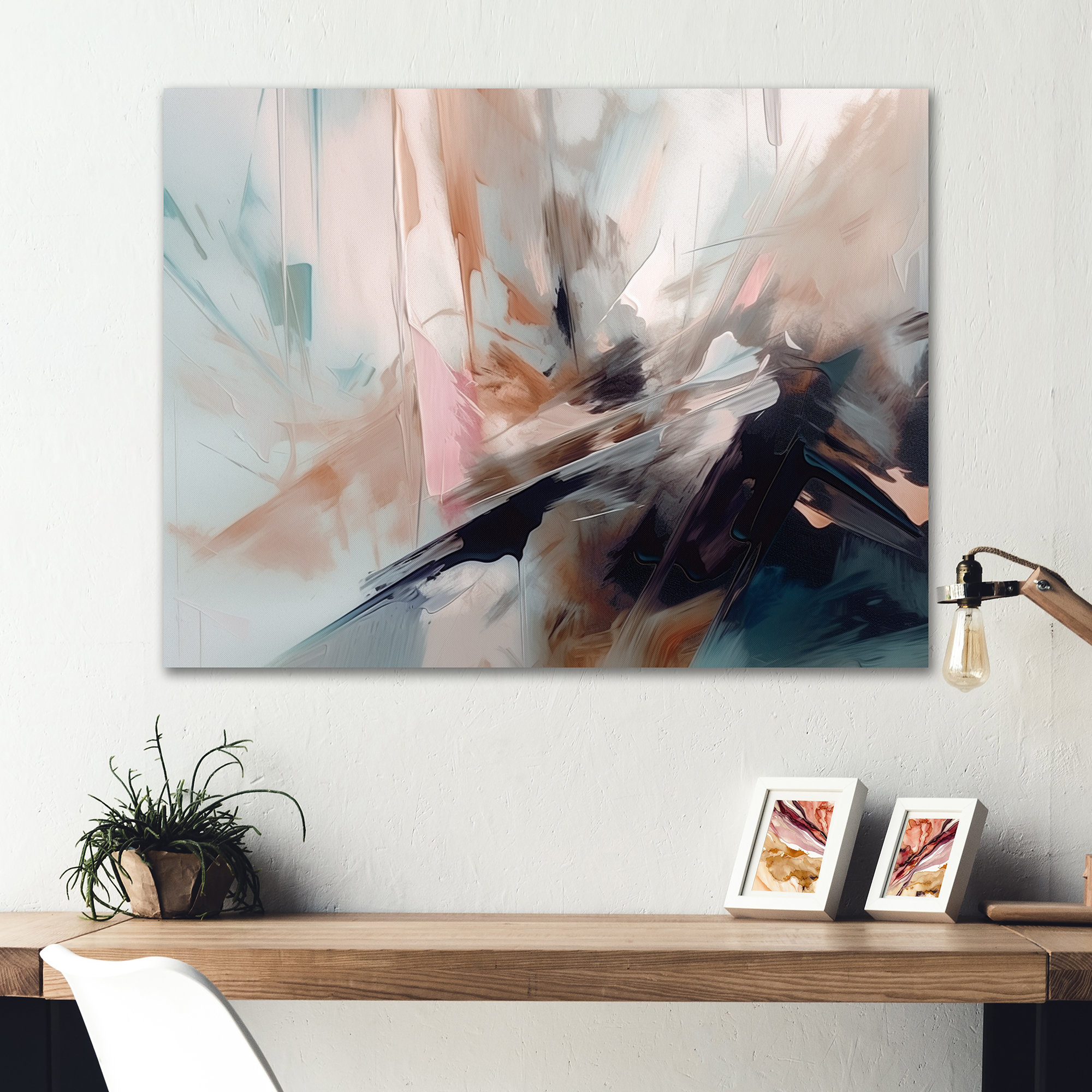 Ivy Bronx Jonesy Blue And Cream Essence Of Modernity - Abstract Metal ...