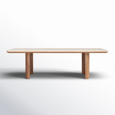 Wu's StylishVault Minimalist Coffee Table with Marble Travertine Top ...