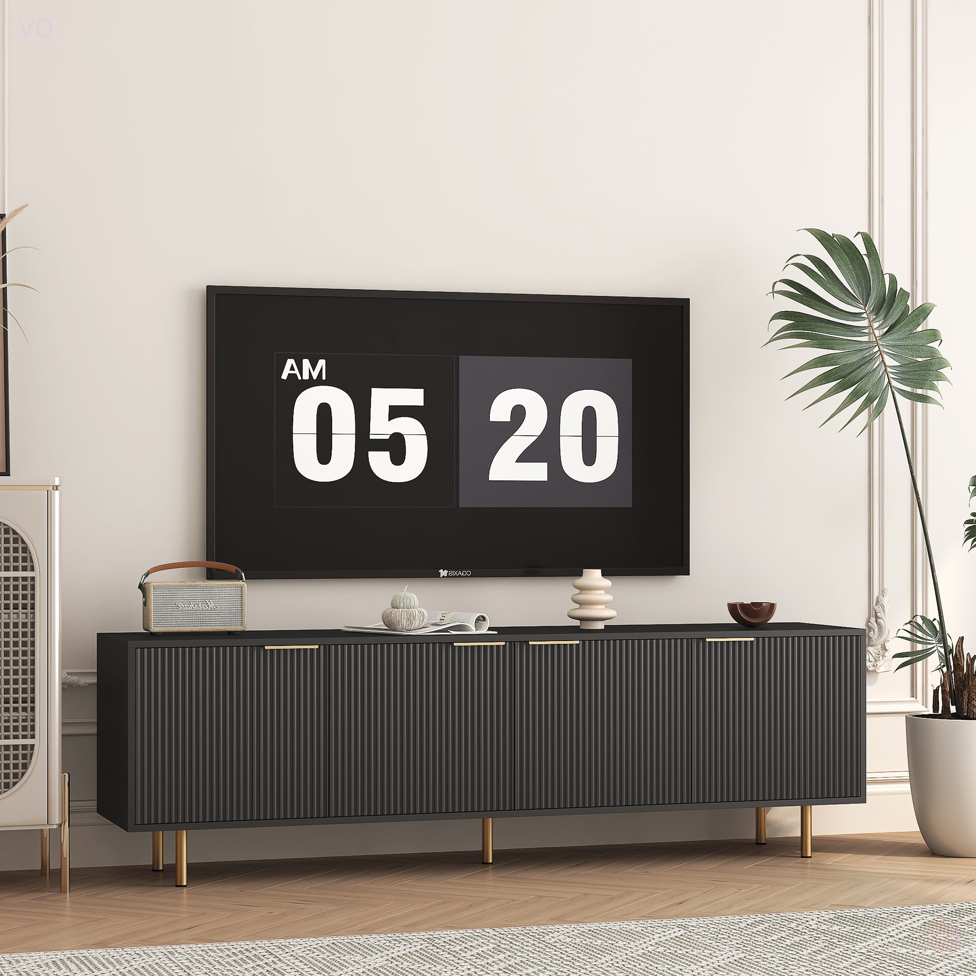 Mercer41 Modern TV Stand Fluted 68" , Entertainment Center With Storage ...