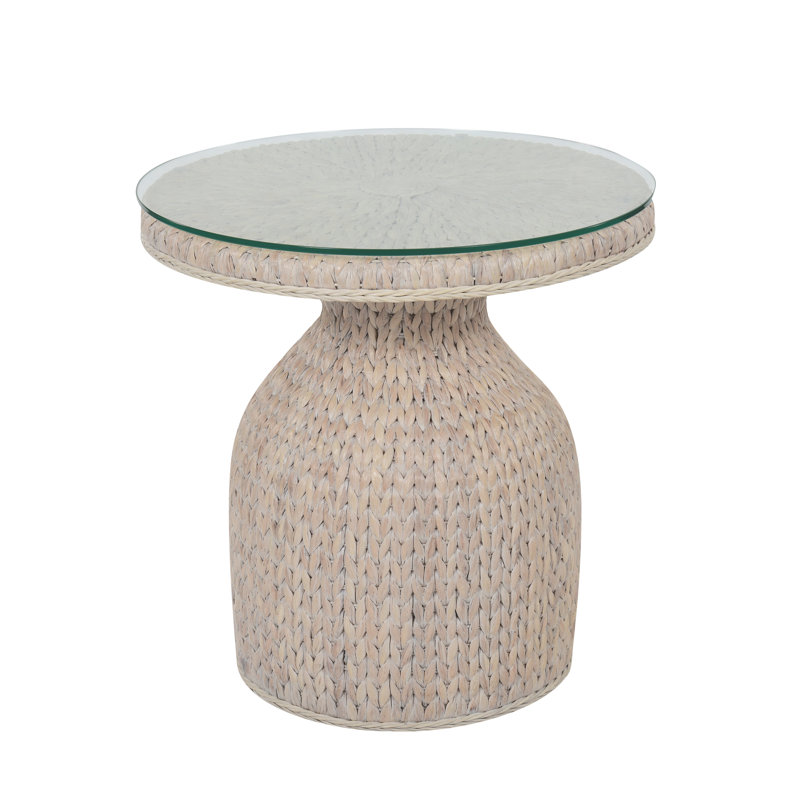 Bayou Breeze Heitor Glass Drum End Table & Reviews | Wayfair