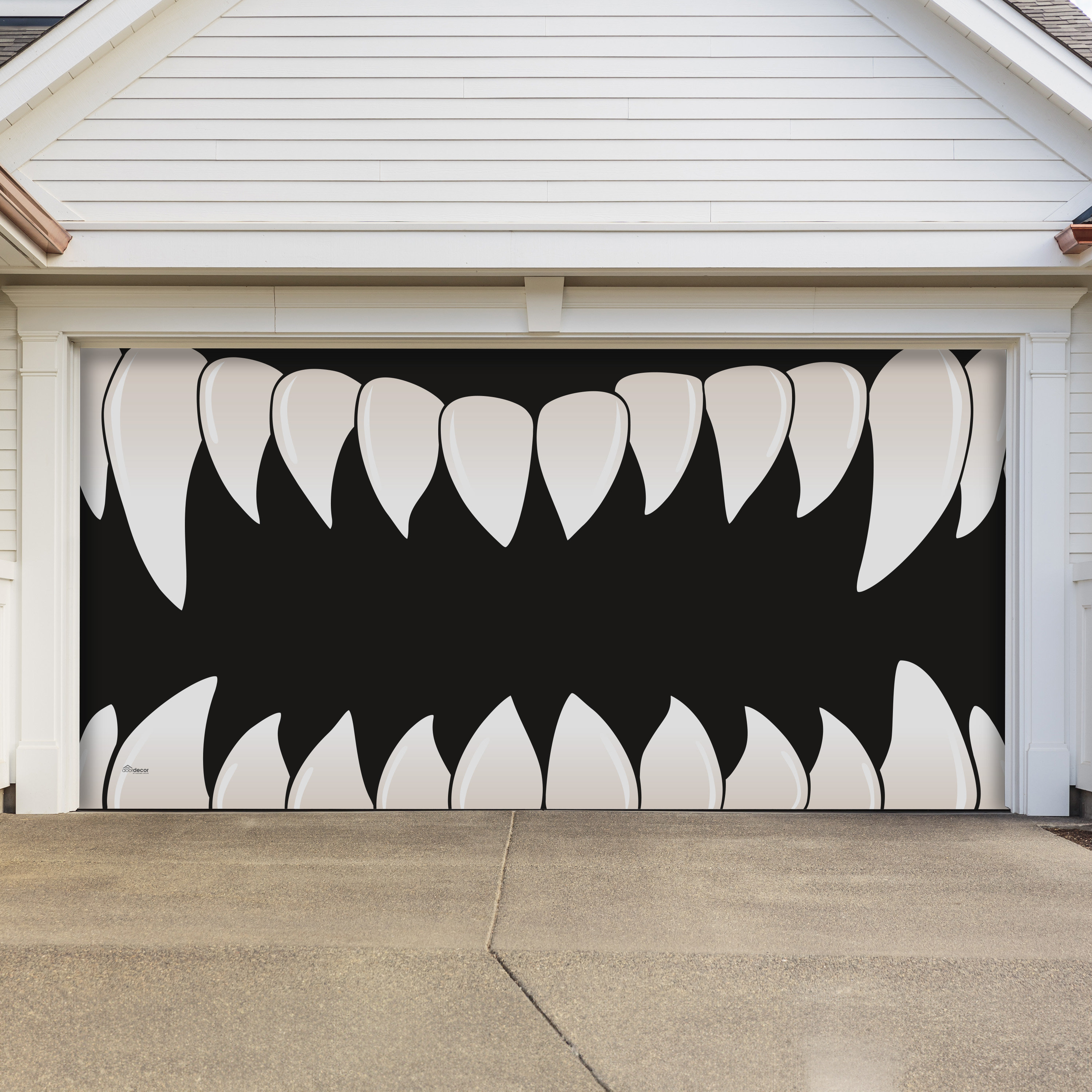 My Door Decor Scary Teeth 7' x 16' Halloween Double Garage Door Banner ...