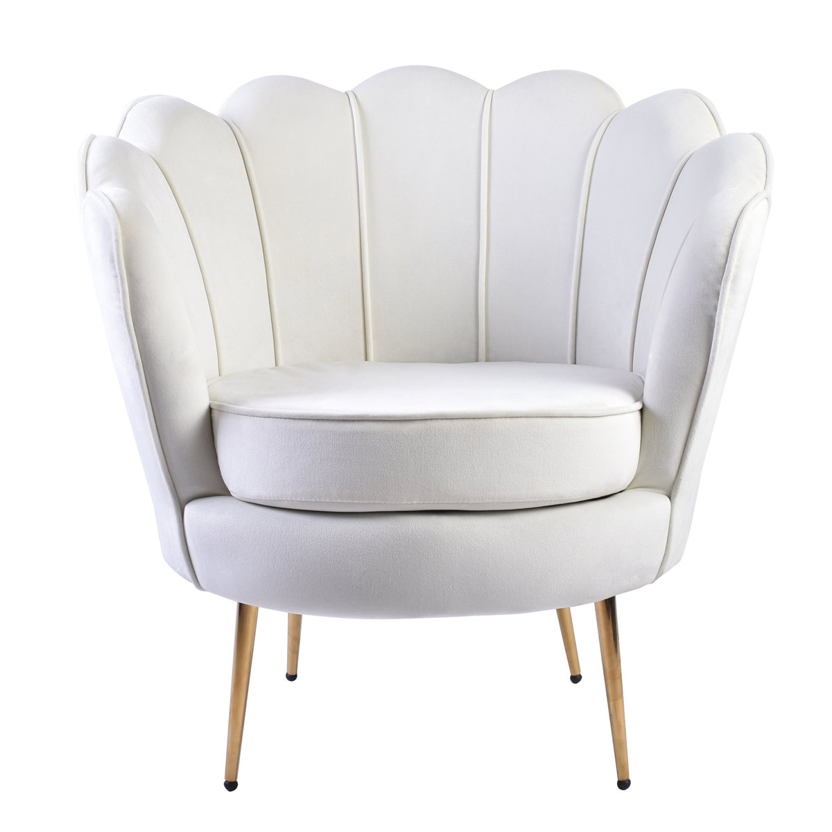 Everly Quinn Isabella Channel Tufted Vanity Armchair with Gold Accented ...
